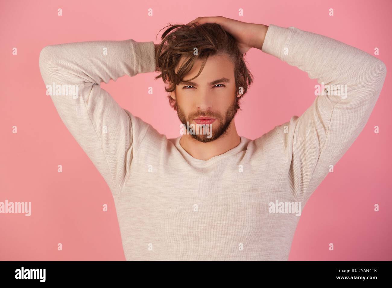 Portrait of the handsome man. A Hipster guy model headshot. Young ...