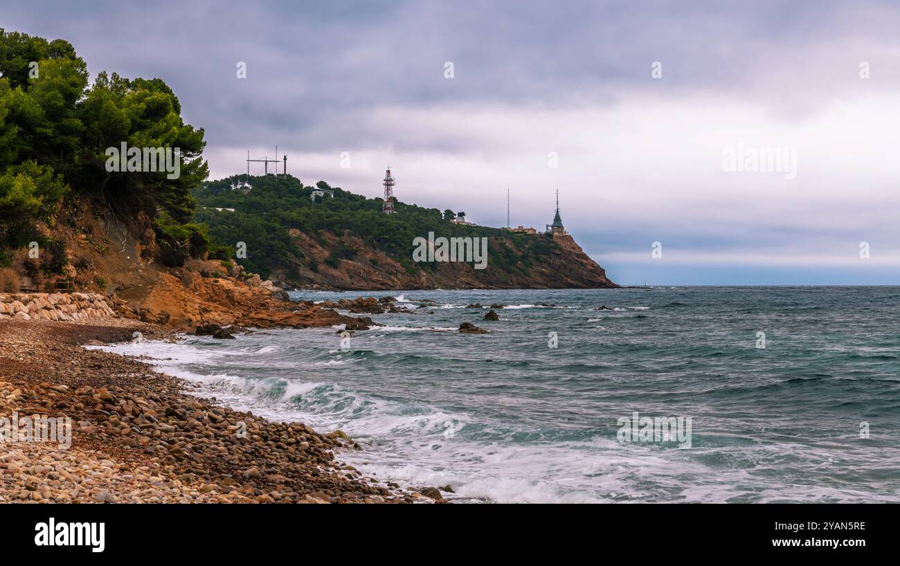 Coudoulière Beach and customs path, in Saint Mandrier, in the Var ...