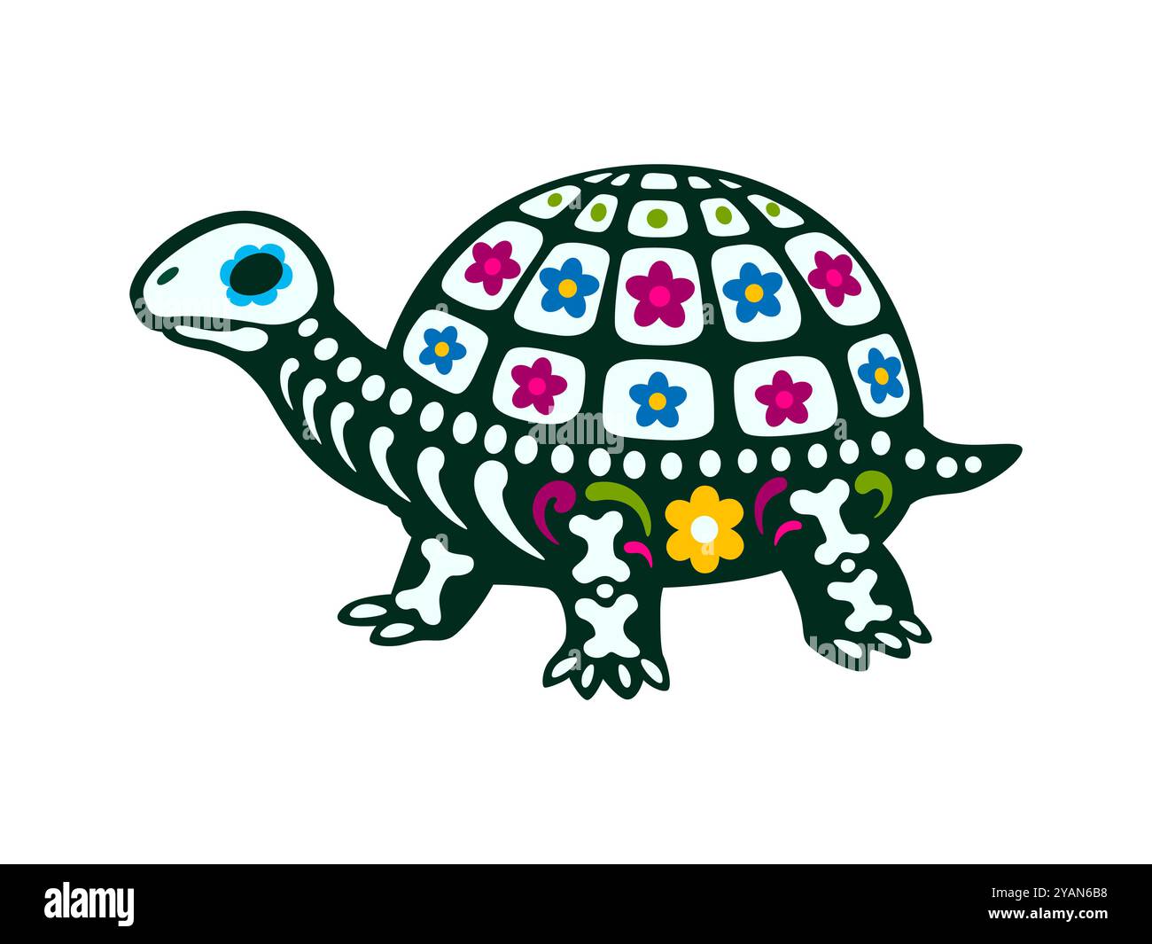 Mexican day of the dead turtle animal tattoo. Isolated vector sugar ...