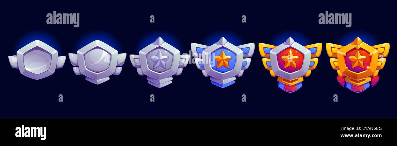 Military game level badge, rank rate medal progression for video game ...