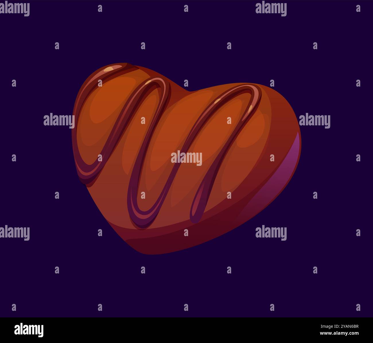 Cartoon valentine chocolate heart candy with a smooth, rich surface ...