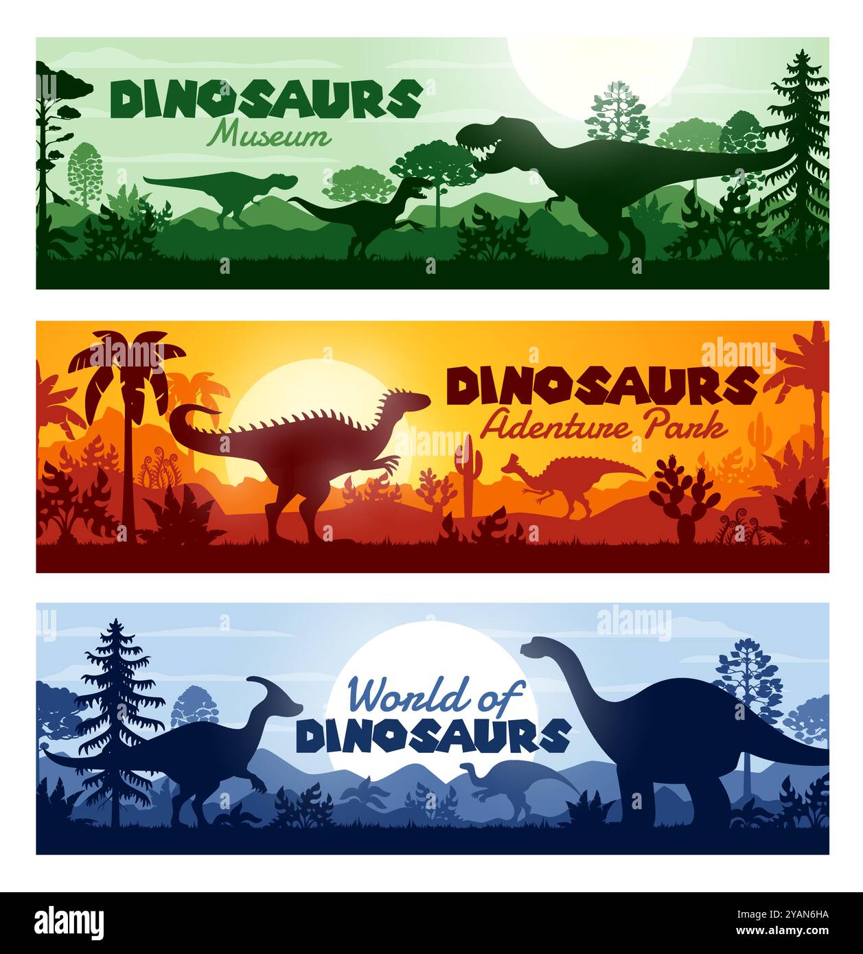 Prehistoric era dinosaurs silhouettes hi-res stock photography and ...