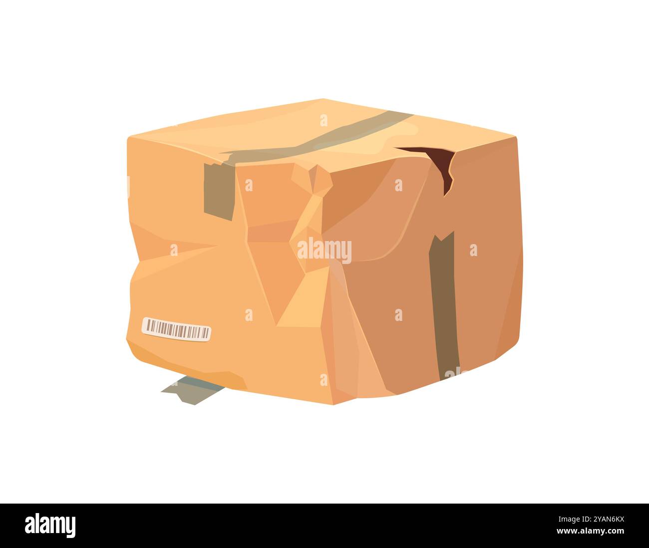 Damaged and crumpled cardboard delivery box showing signs of rough ...