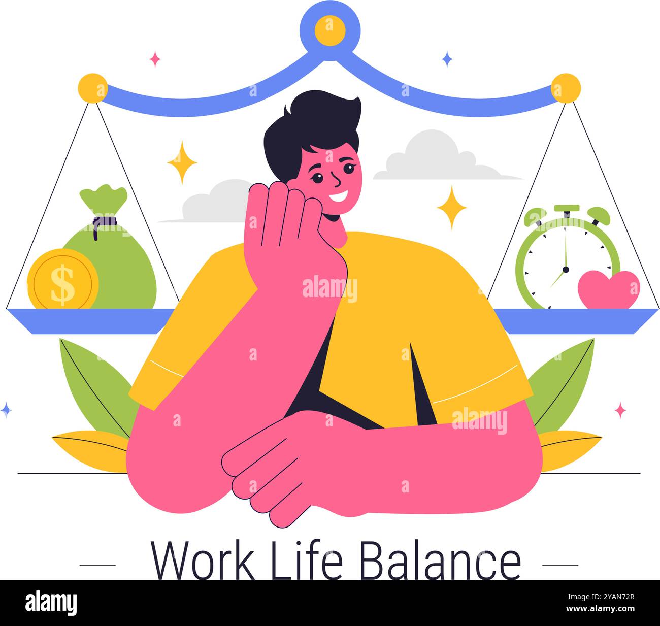 Work Life Balance Vector Illustration of a Person Balancing Job, Family ...