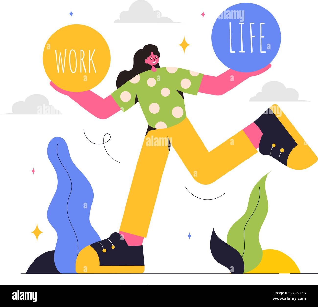 Work Life Balance Vector Illustration of a Person Balancing Job, Family ...