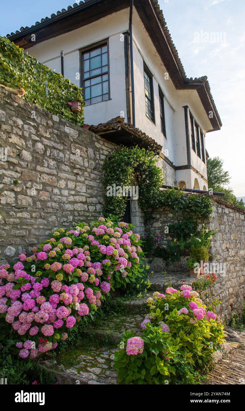 A traditional Ottoman house in the Gorica quarter of Berat, Albania ...