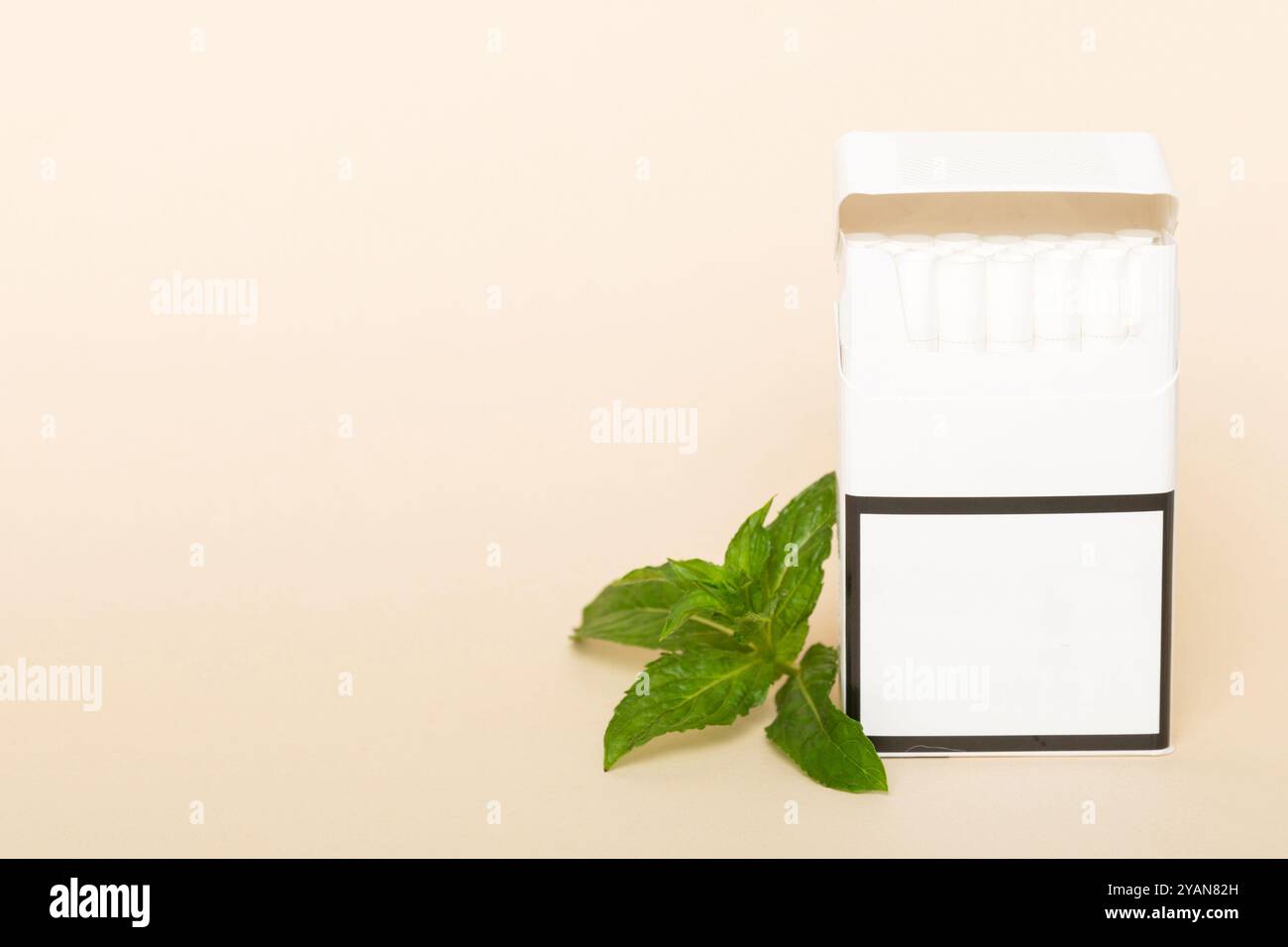Pack of menthol cigarettes and fresh mint on colored table, Menthol ...