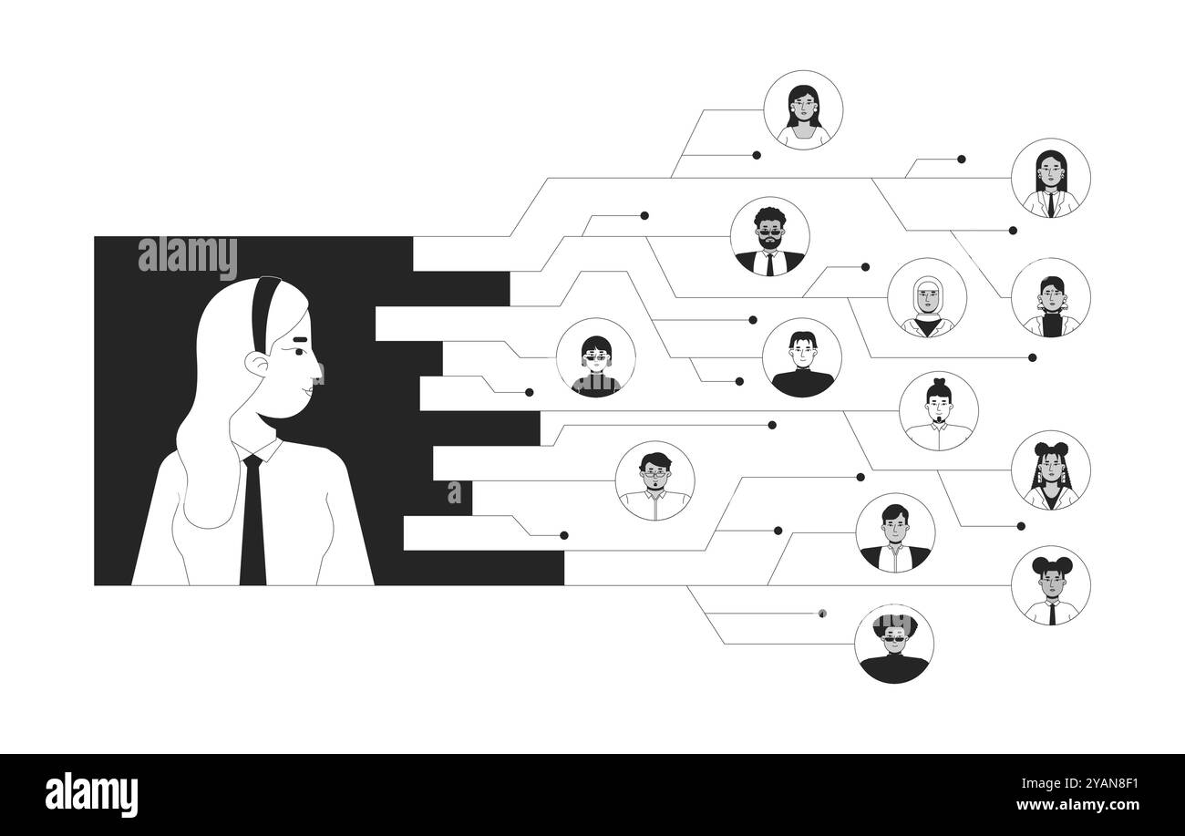 Digital transformation company black and white 2D illustration concept ...