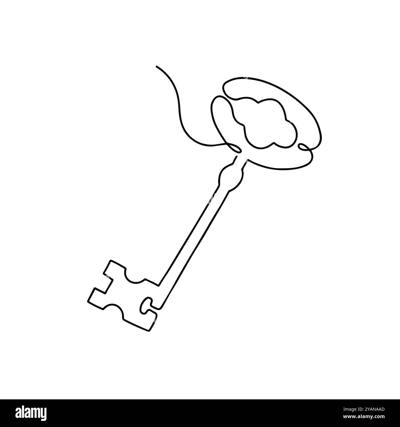 Continuous line art key, single line sketch, isolated on white ...