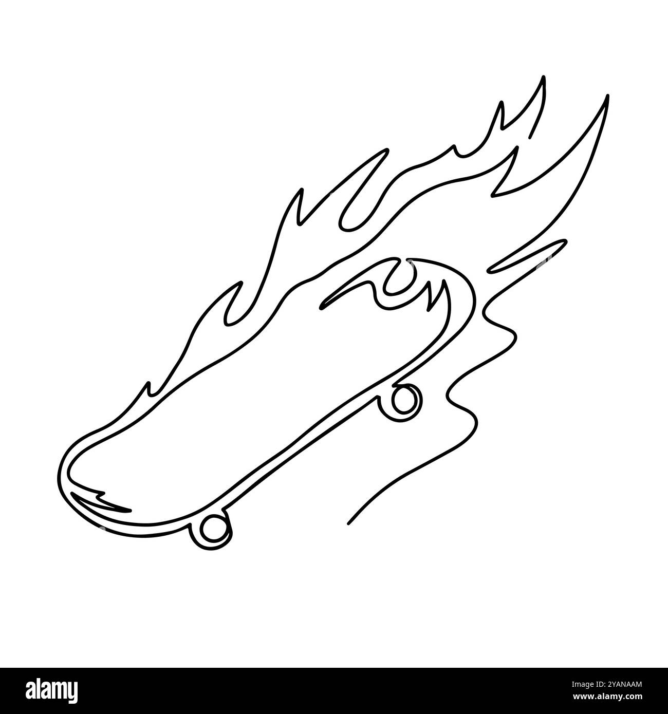 Continuous line art skateboard, single line sketch, isolated on white ...