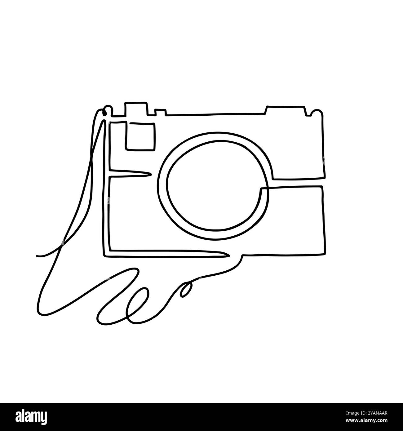 Continuous line art photo camera, single line sketch, isolated on white ...