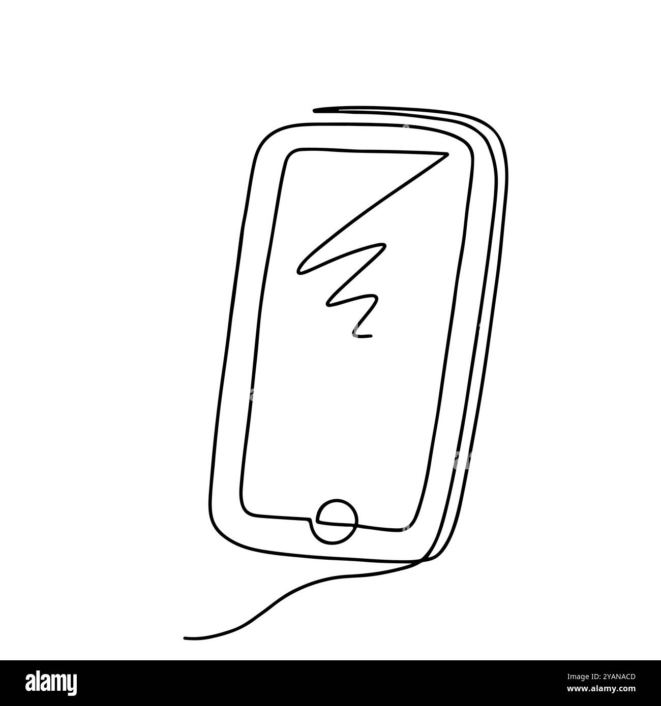 Continuous line art phone, single line sketch, isolated on white ...