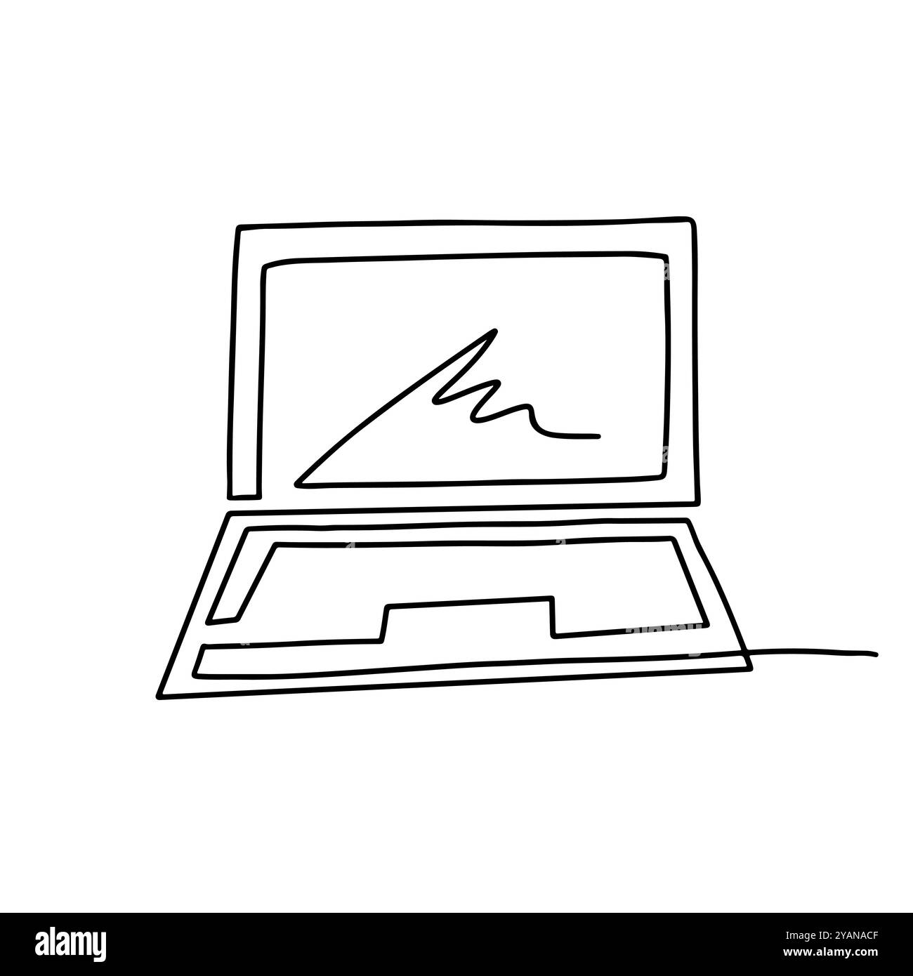 Continuous line art computer, single line sketch, isolated on white ...