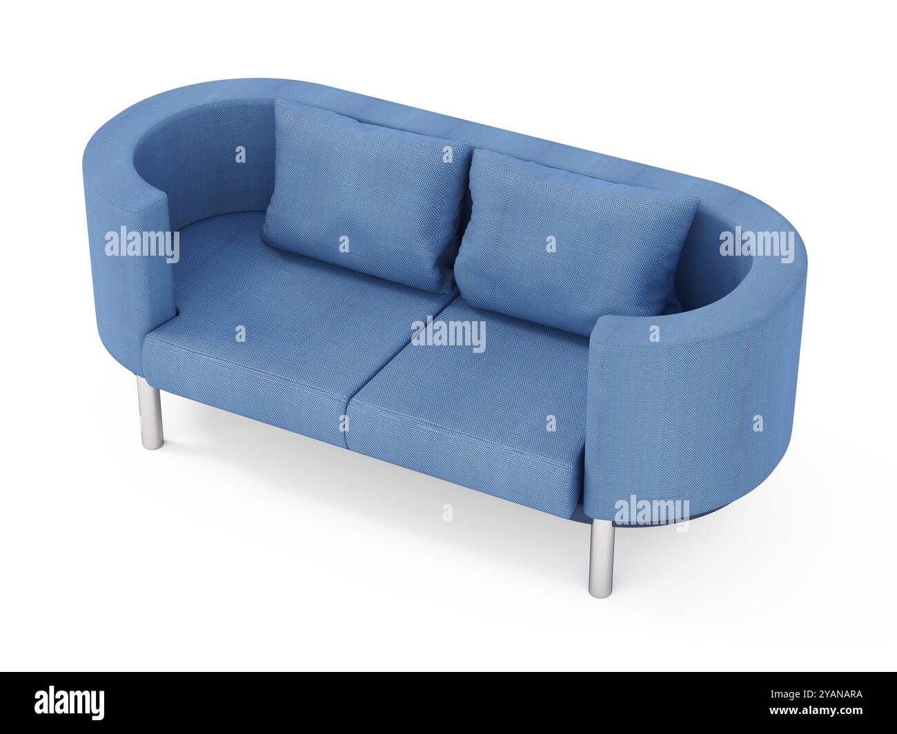 Modern blue couch isolated on white background. 3D illustration Stock ...