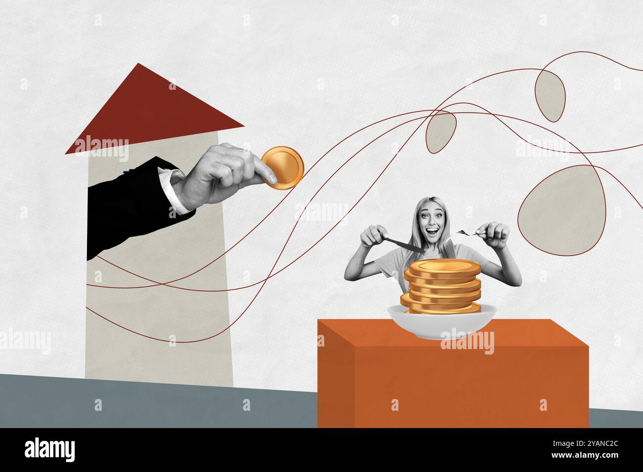 Composite trend artwork 3D image photo collage of young lady hungry eat ...