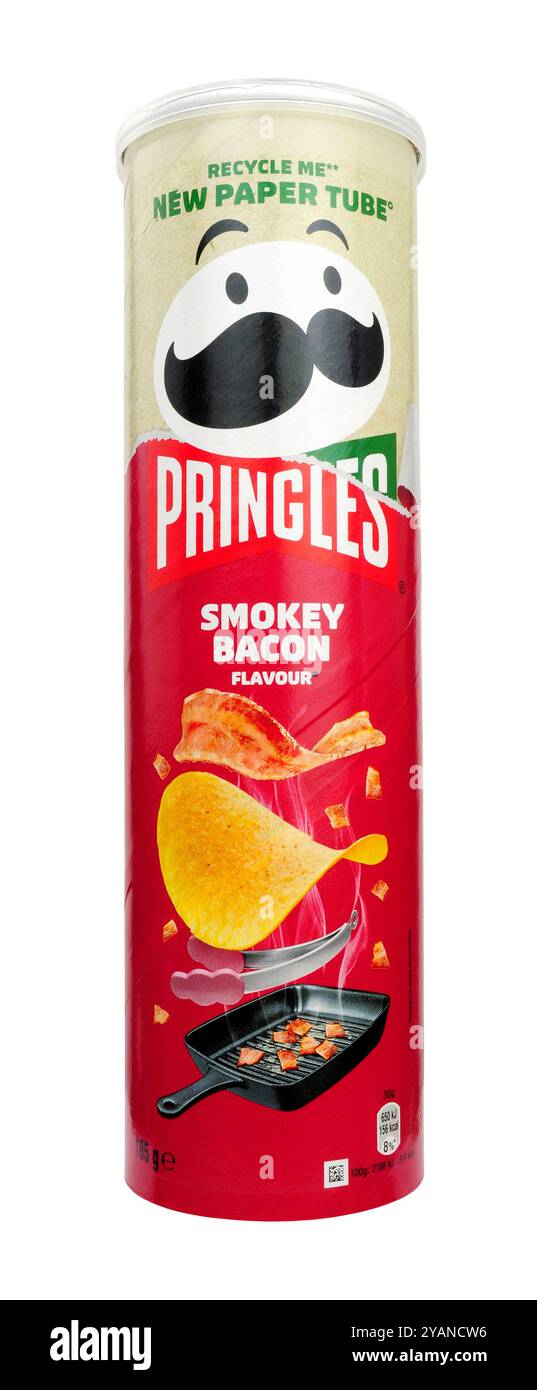 Pringles smoky bacon flavour savoury snacks in a recyclable paper 185g ...