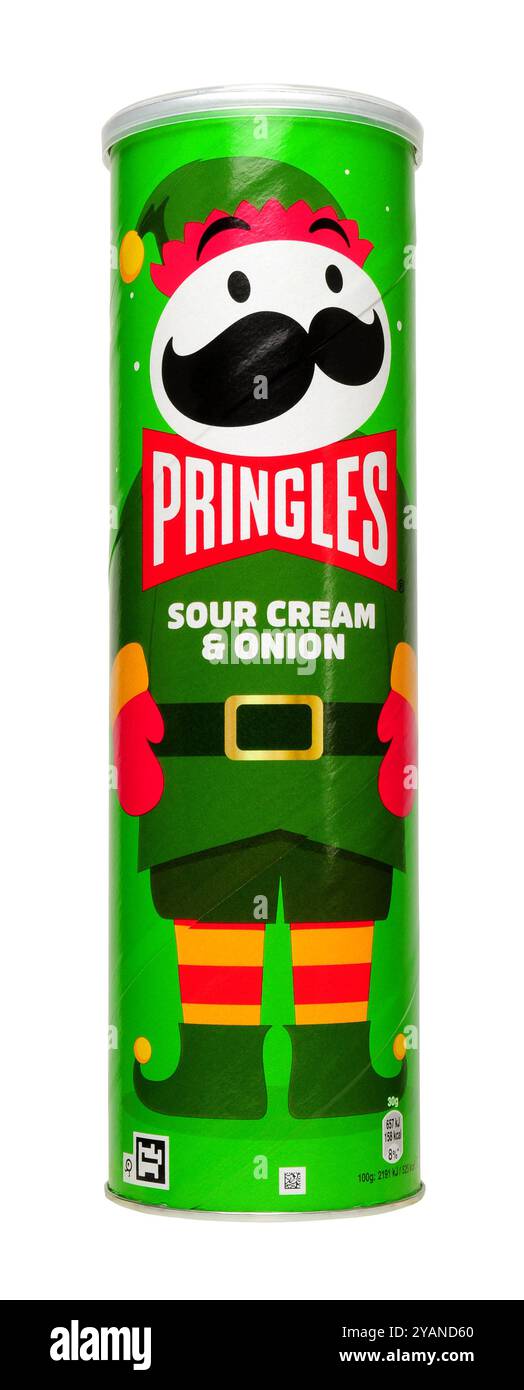 Pringles Sour Cream And Onion flavour savoury snacks in a Christmas ...