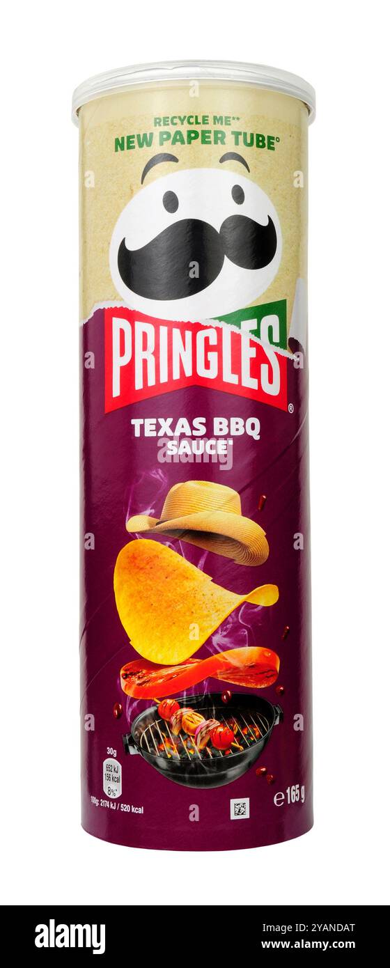 Pringles Texas BBQ sauce flavour savoury snacks in a recyclable paper ...