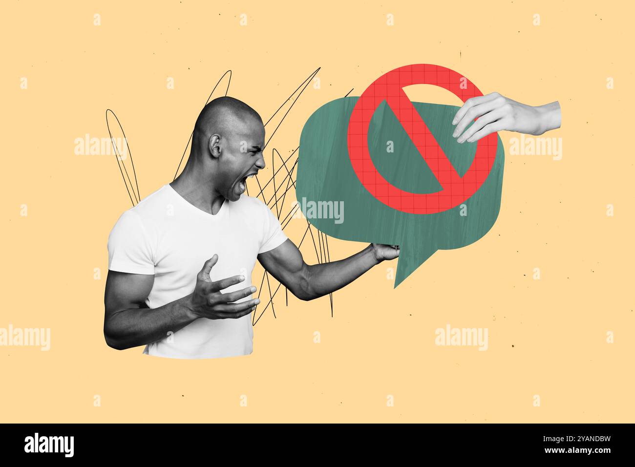 Composite collage picture image of angry man scream irritated speech ...