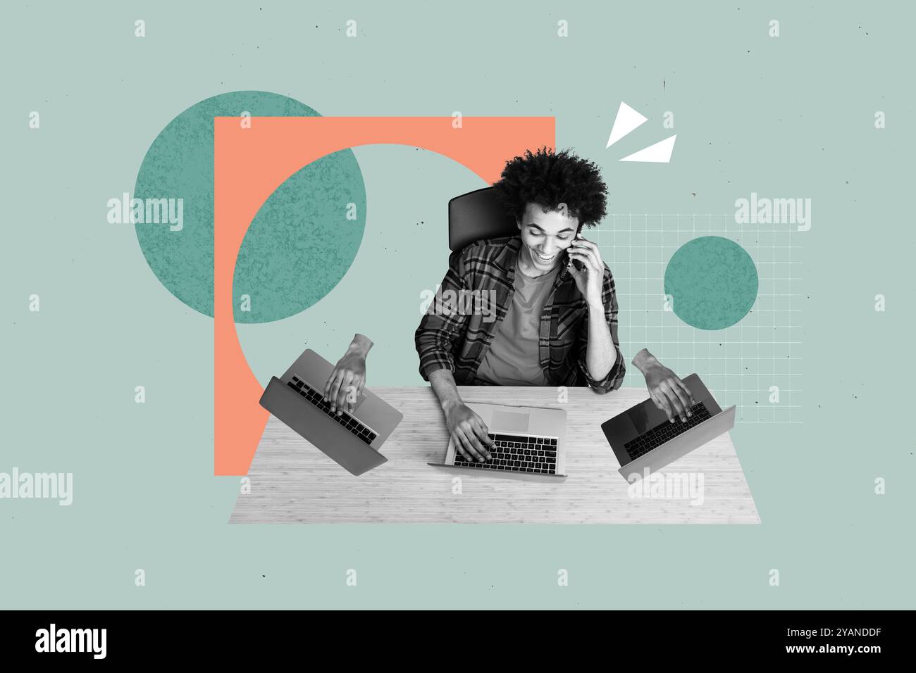 Composite trend artwork sketch image photo collage of office manager ...