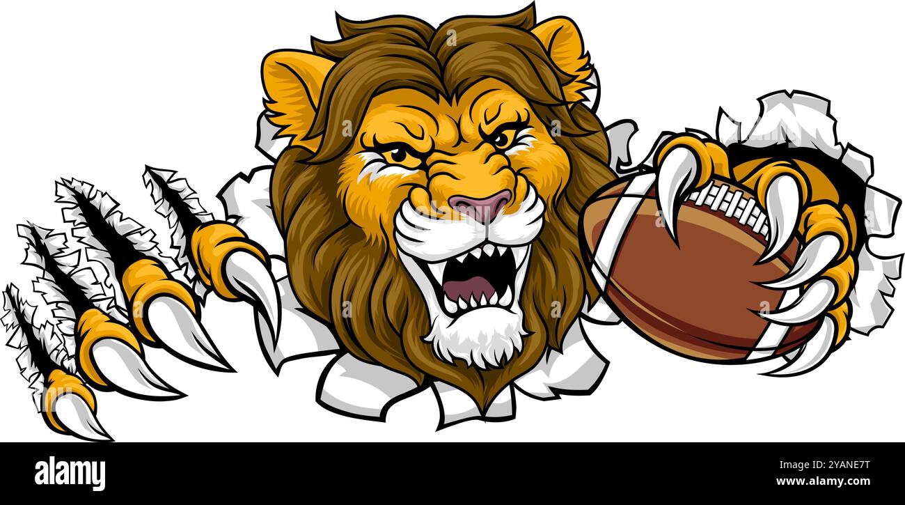 Lion American Football Sports Team Animal Mascot Stock Vector Image ...