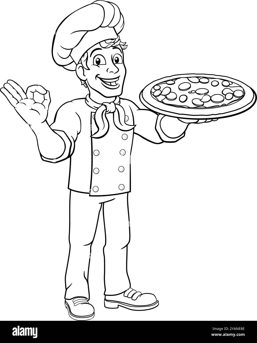 Chef Cook Man Cartoon Holding A Pizza Stock Vector Image & Art - Alamy