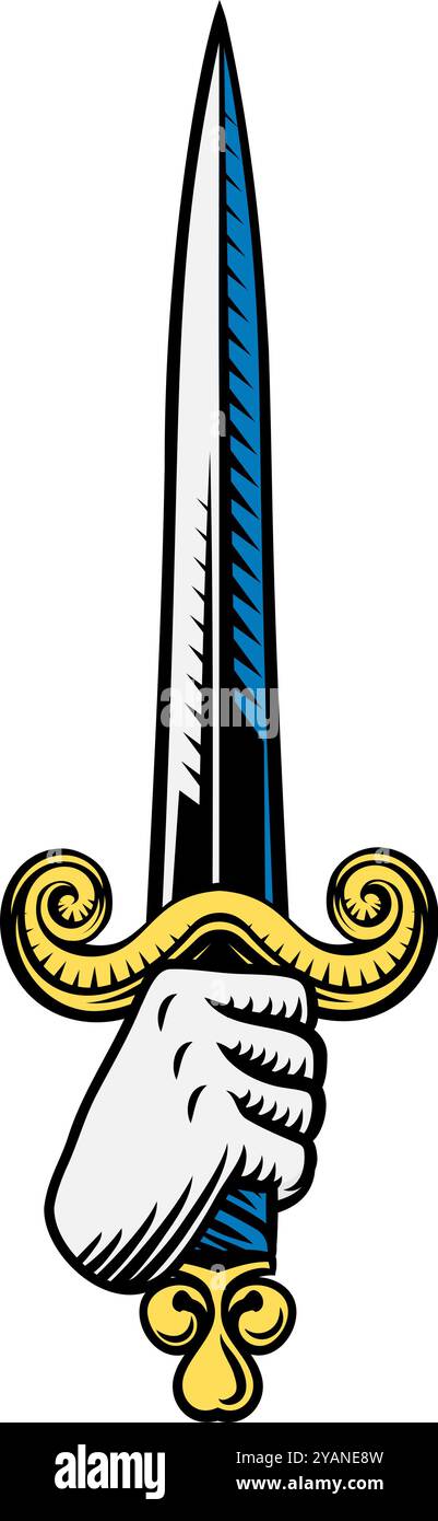 Traditional Sword Tattoo Stencil