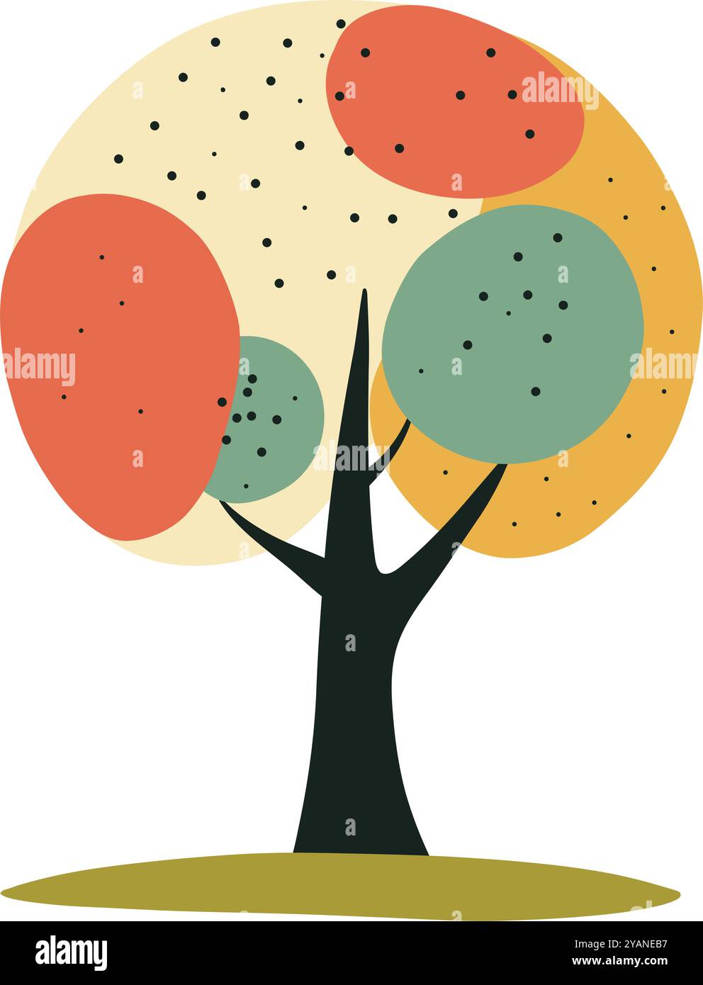 Whimsical Cute Tree Illustration – Simple Clean Line Art Vector Stock ...