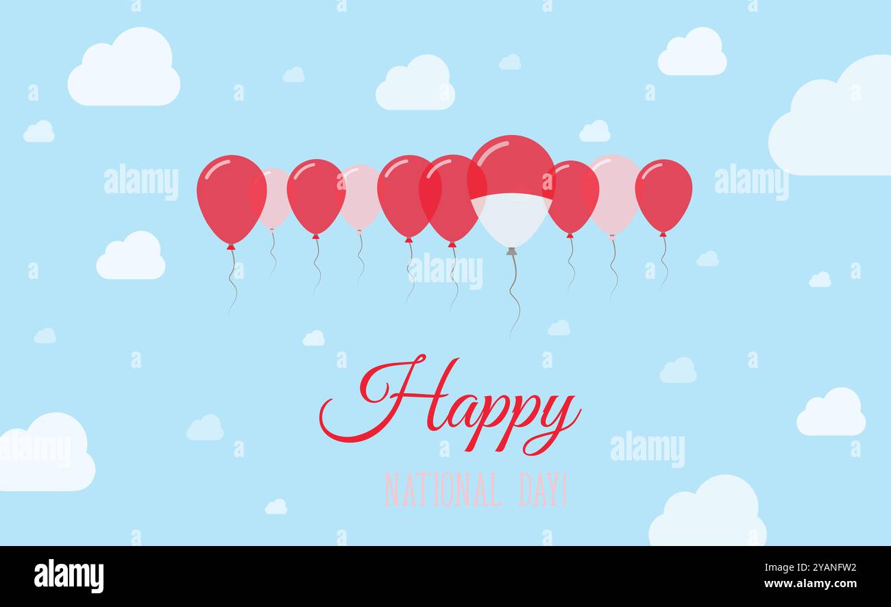 Monaco Independence Day Sparkling Patriotic Poster. Row of Balloons in ...