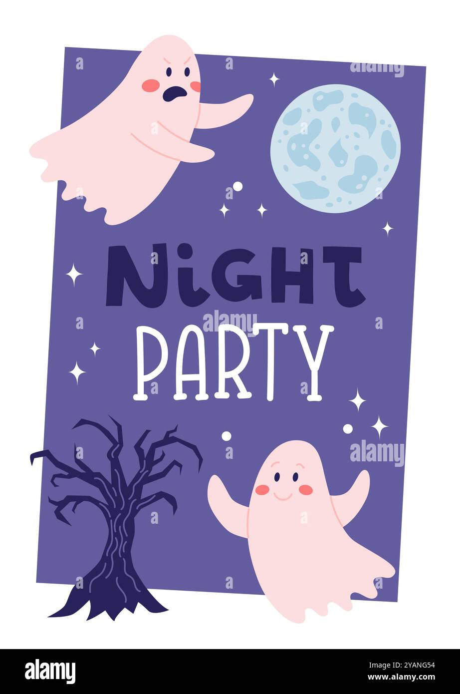 Halloween party cover or card design. Hand drawn calligraphy and cute ...