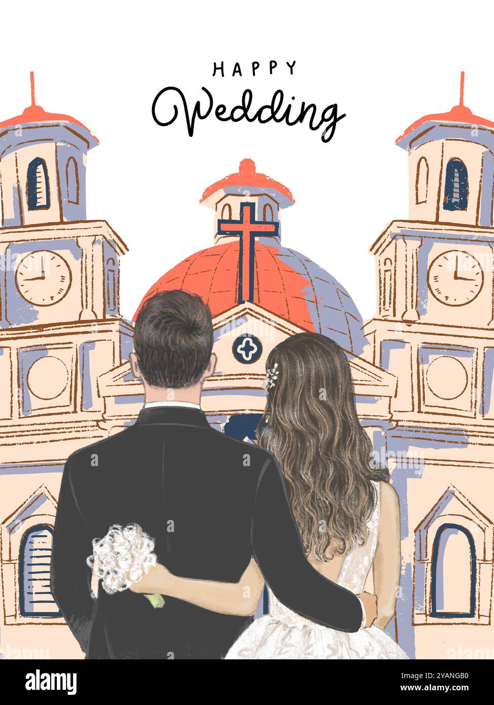 wedding couple on the wedding day, illustration card Stock Vector Image ...
