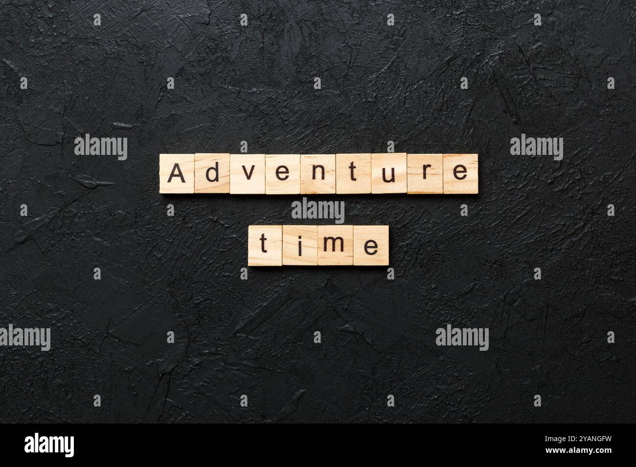Adventure time word written on wood block. Adventure time text on ...