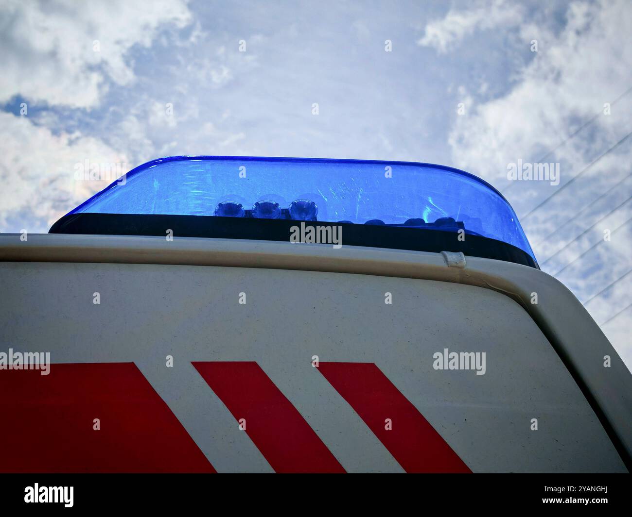 blue light operation of a rescue service, ambulance with blue light an ...