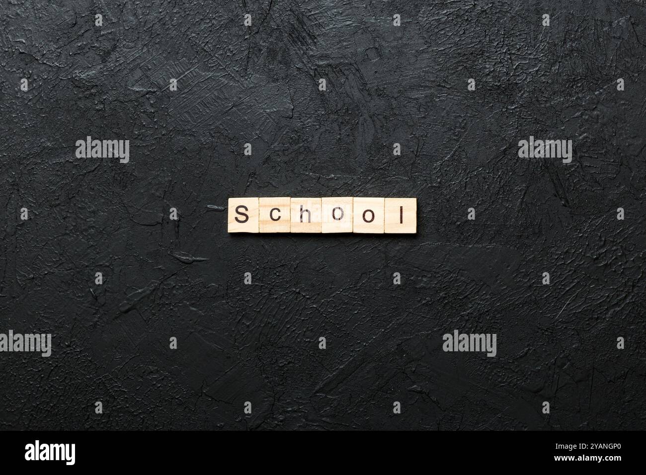 school word written on wood block. school text on cement table for your ...