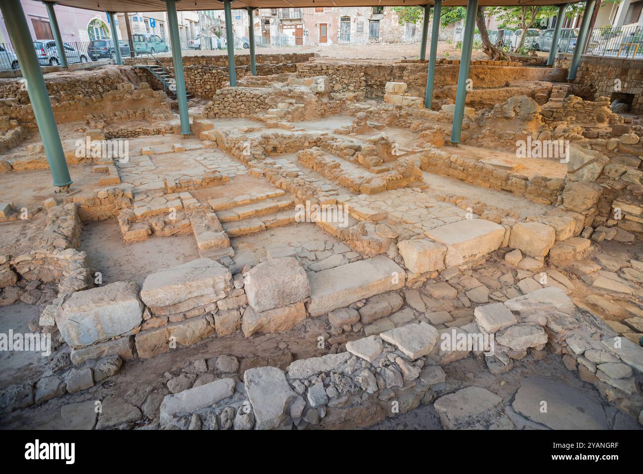 Chania ruins, view of an excavation site showing a structure dating ...