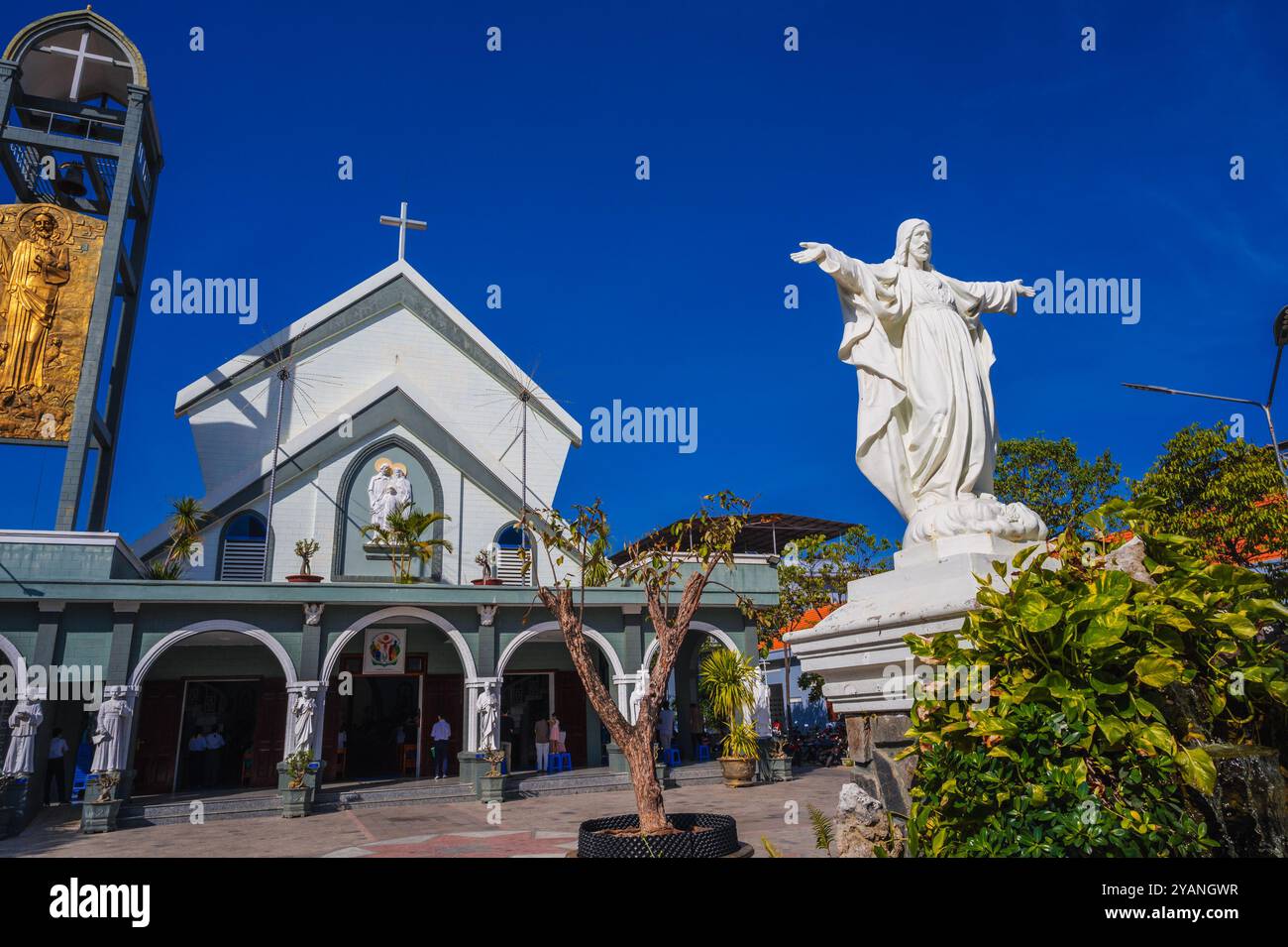 Facade of a modern Catholic church in Vietnam in Asia. Nha Trang ...