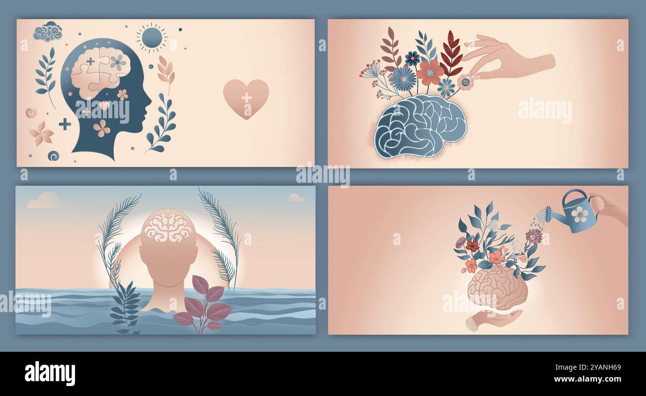 Mental health banner template. Campaign World mental health day. Cover ...