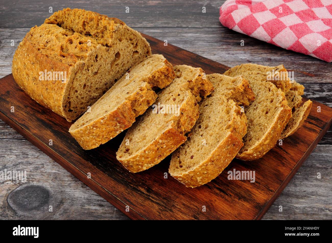 Stone baked sourdough crusty bread bloomer loaf with red rye ...