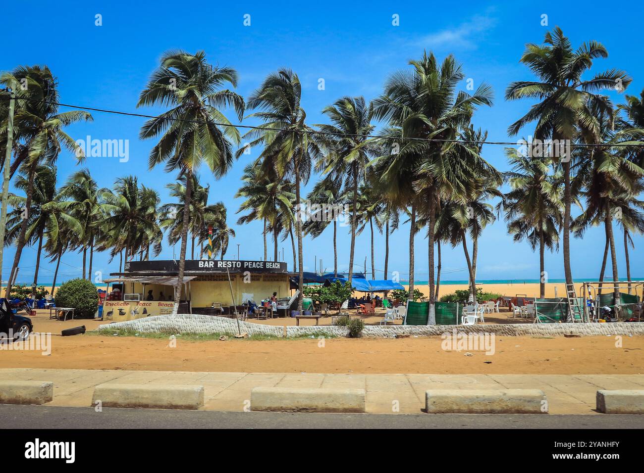 Ocean Seaside with the Palm Trees and Sandy Beach in Togo, West Africa ...
