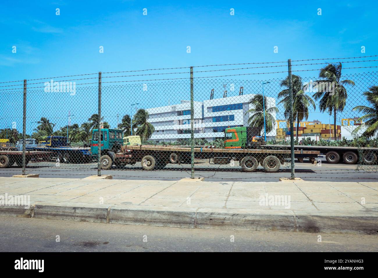 West African Ocean Port with Cargo Shipping Containers in Lome, Togo ...