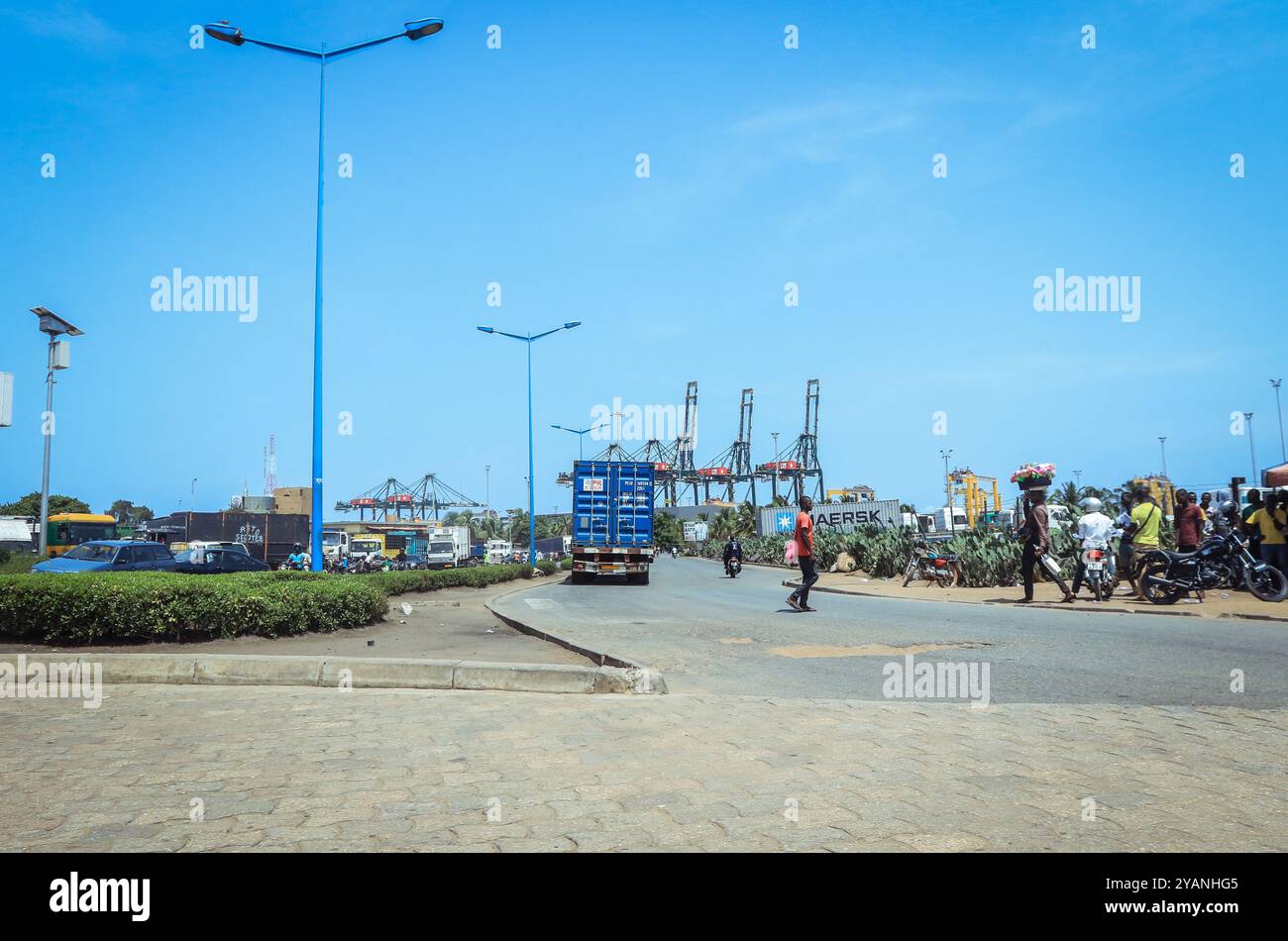 West African Ocean Port with Cargo Shipping Containers in Lome, Togo ...