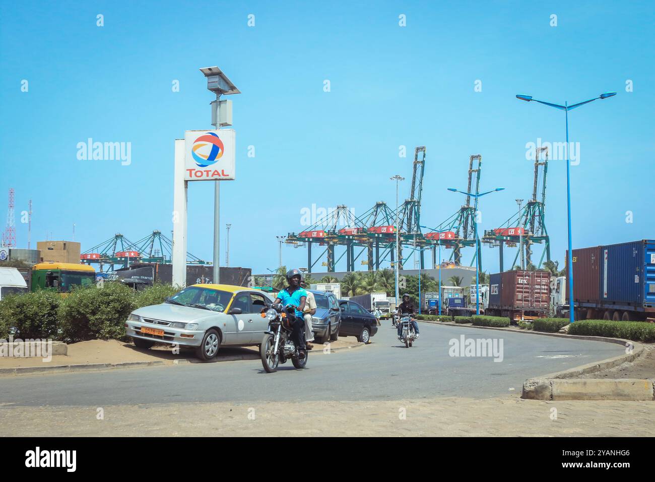 West African Ocean Port with Cargo Shipping Containers in Lome, Togo ...