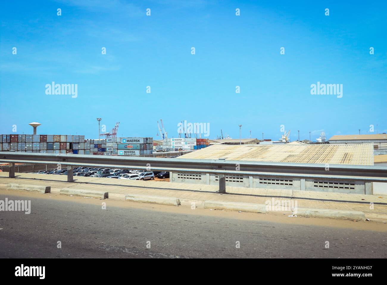 West African Ocean Port with Cargo Shipping Containers in Lome, Togo ...