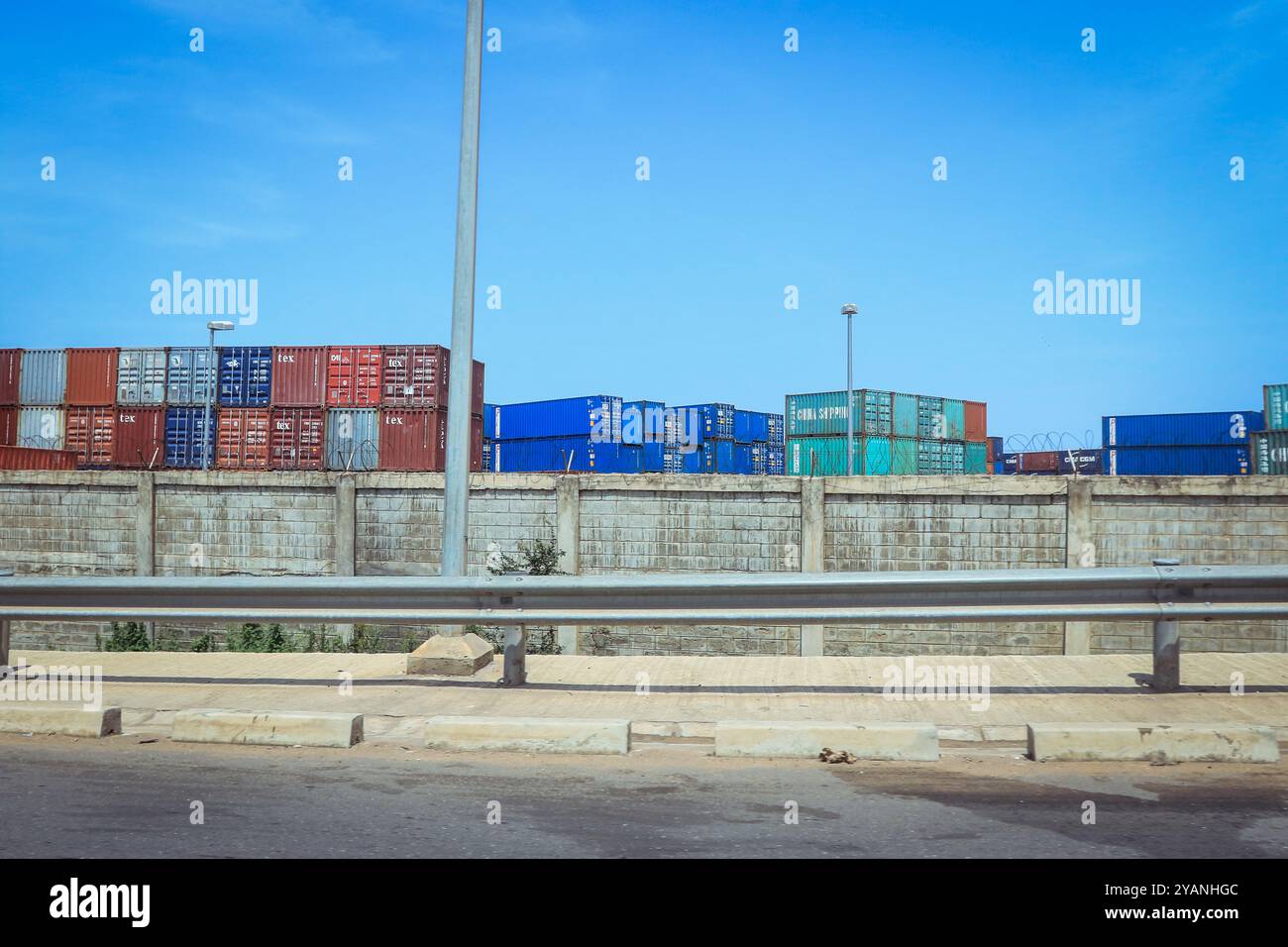 West African Ocean Port with Cargo Shipping Containers in Lome, Togo ...