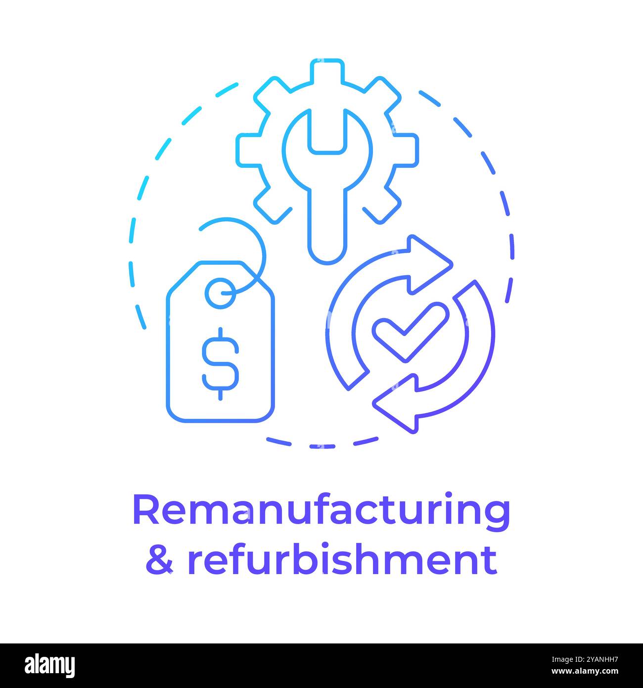 Remanufacturing and refurbishment blue gradient concept icon Stock ...