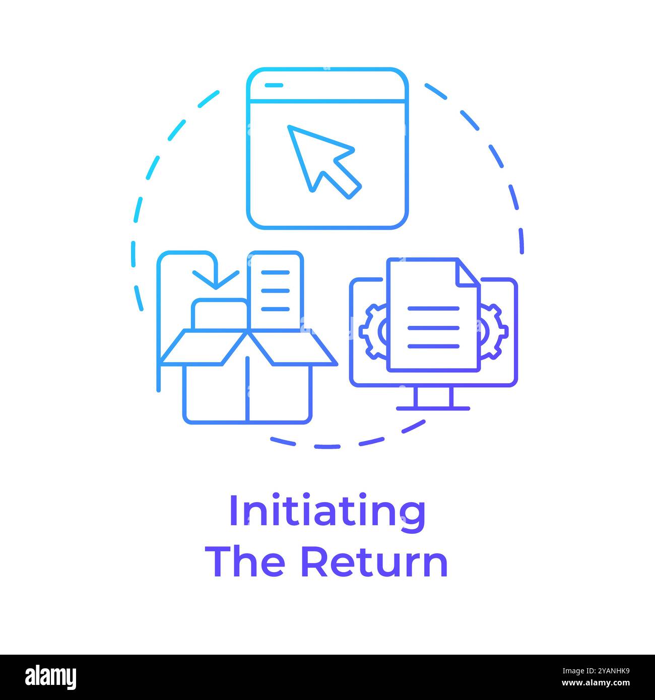 Initiating the return blue gradient concept icon Stock Vector Image ...