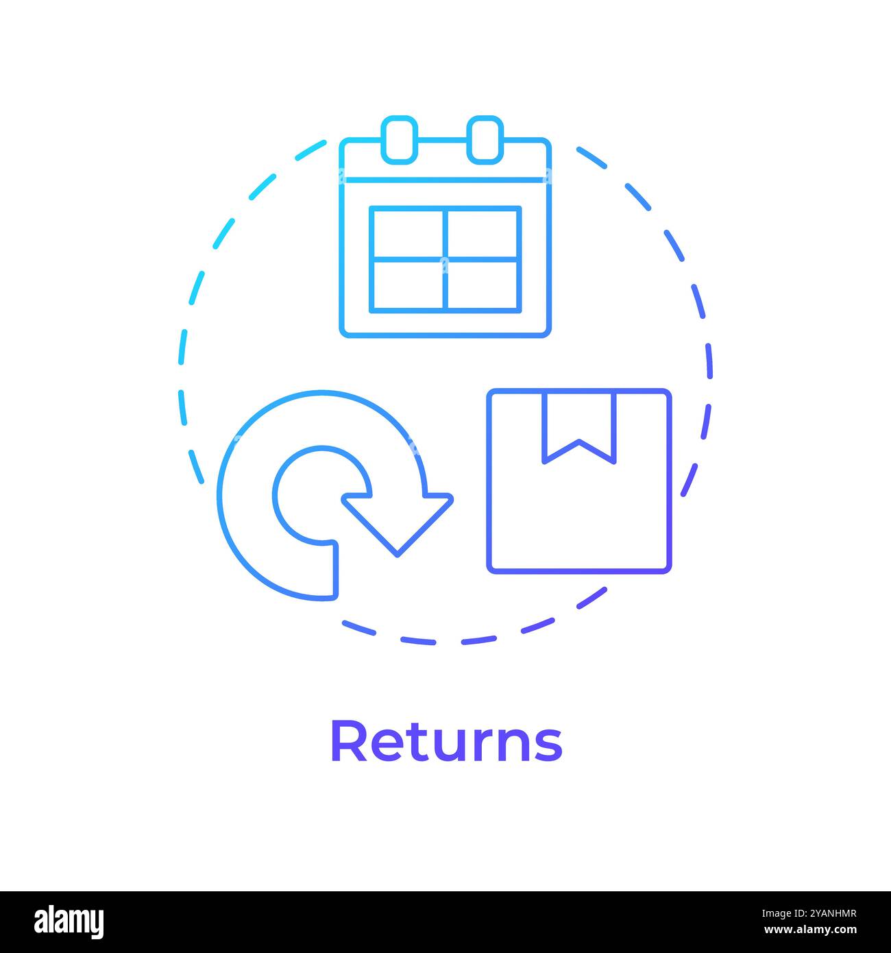 Returns blue gradient concept icon Stock Vector Image & Art - Alamy