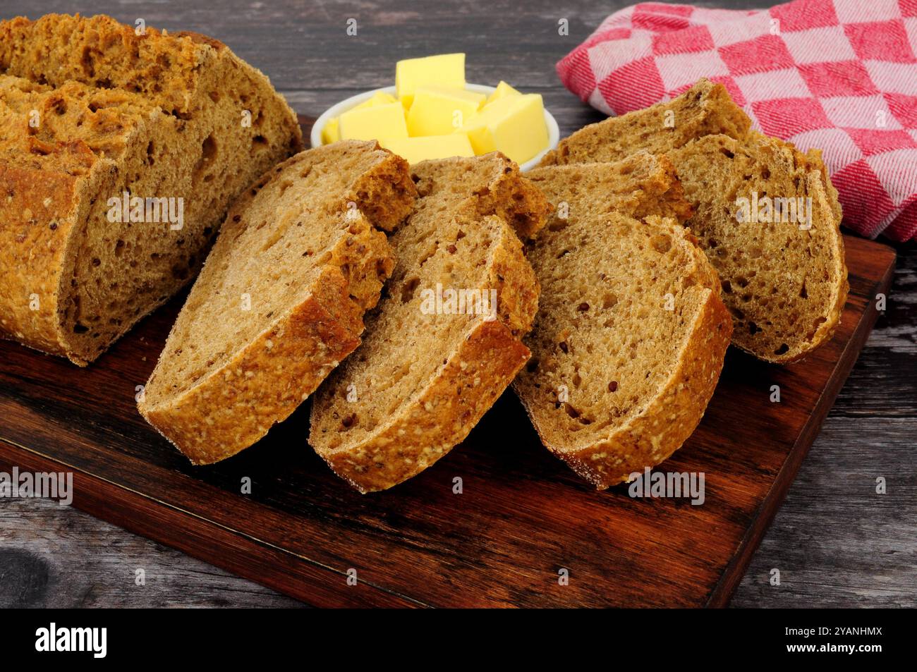 Stone baked sourdough crusty bread bloomer loaf with red rye ...