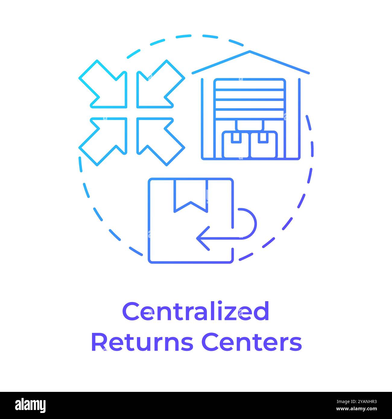 Centralized returns centers blue gradient concept icon Stock Vector ...