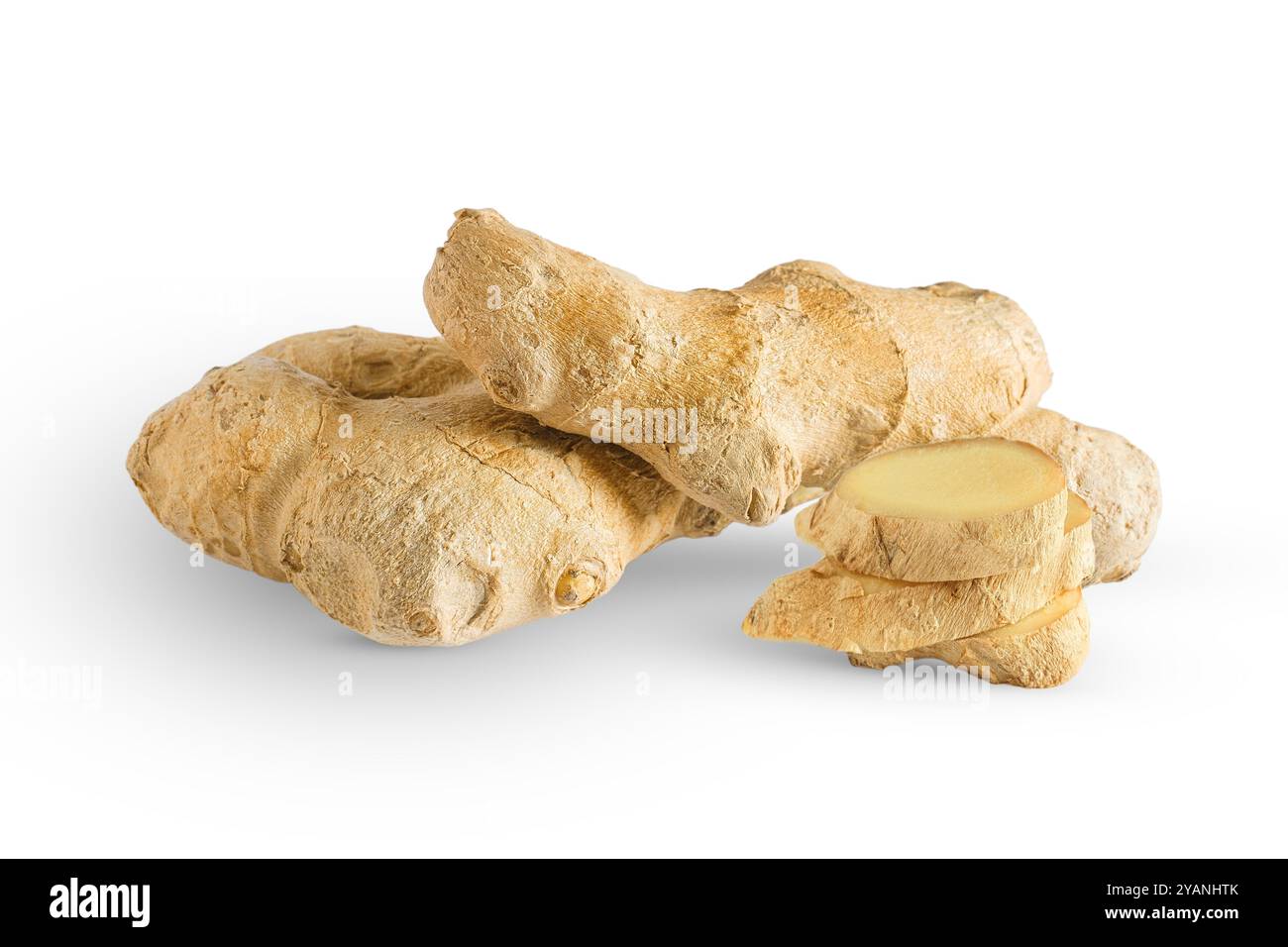 Fresh ginger and sliced ginger isolated on white background Stock Photo ...